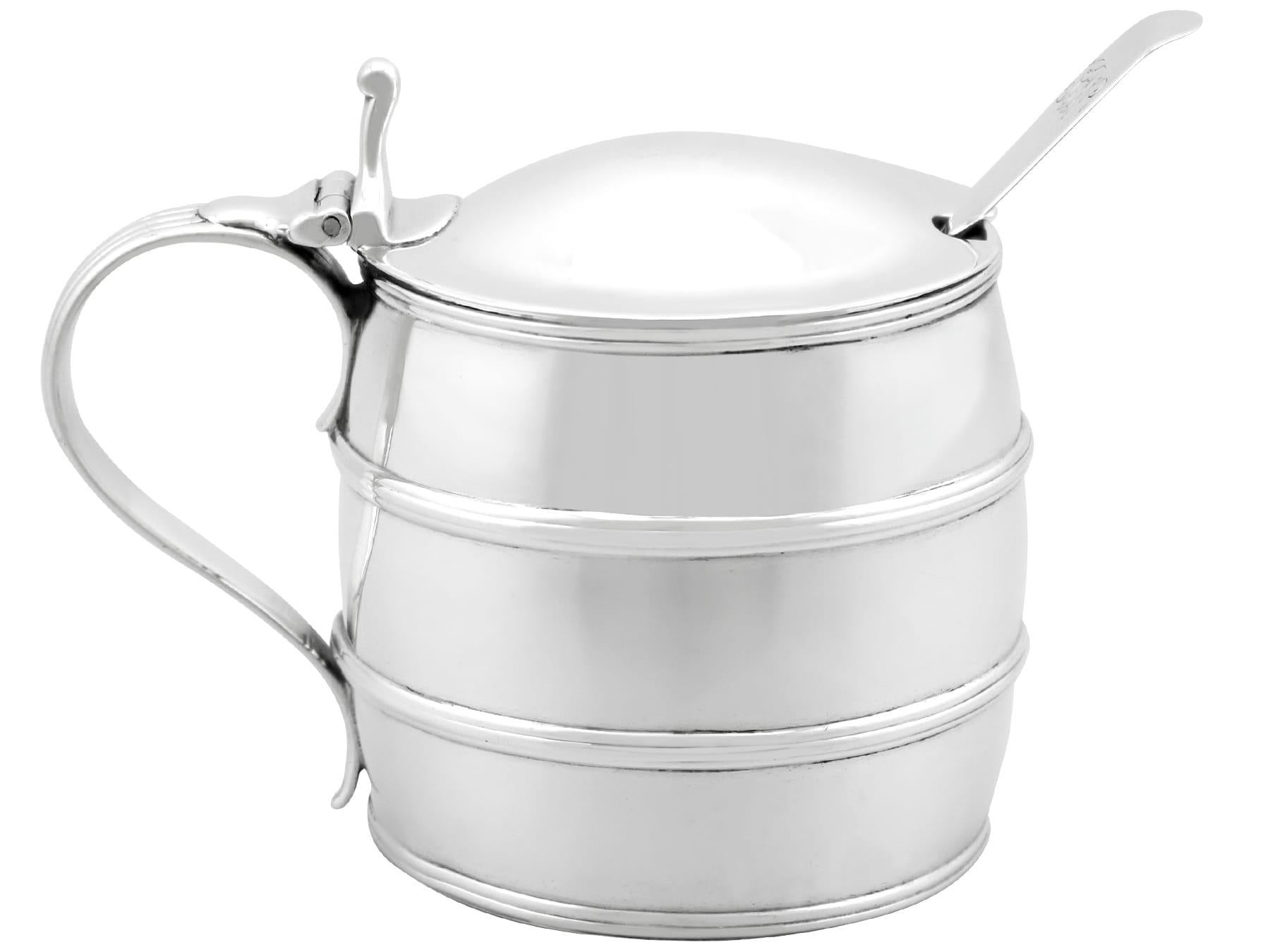 Antique George III Sterling Silver Barrel Shaped Mustard Pot (1798) For ...
