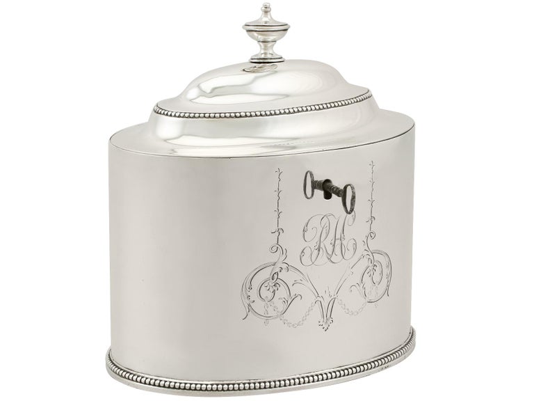 Antique George III Sterling Silver Locking Tea Caddy by Hester Bateman ...
