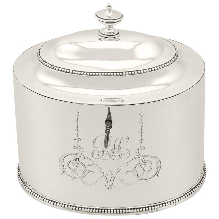 Antique George III Sterling Silver Locking Tea Caddy by Hester Bateman ...