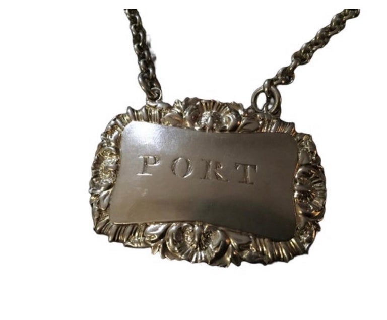 Antique George III Sterling Silver Port Label by Rebecca Emes, London ...