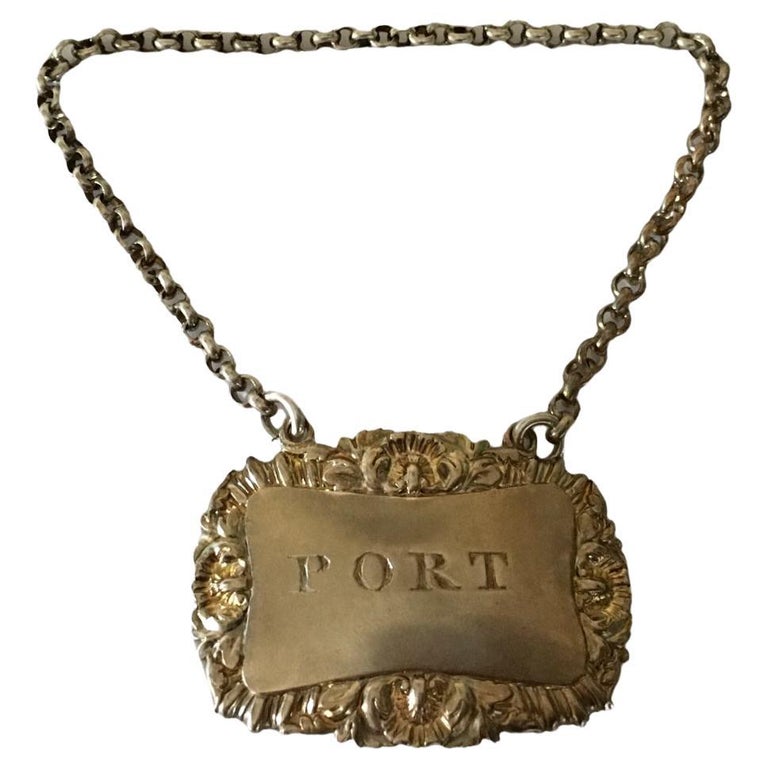 Antique George III Sterling Silver Port Label by Rebecca Emes, London ...