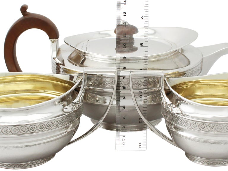 Antique George III Sterling Silver Three Piece Tea Service by John Emes ...