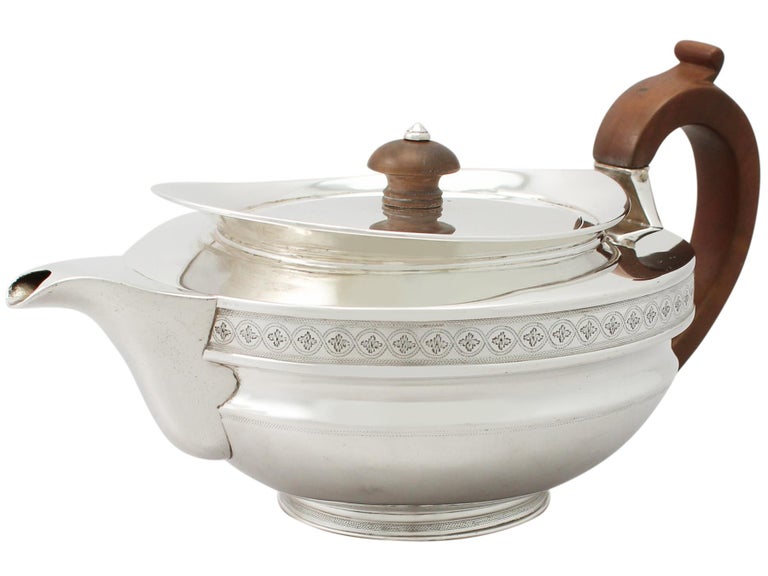 Antique George III Sterling Silver Three Piece Tea Service by John Emes ...