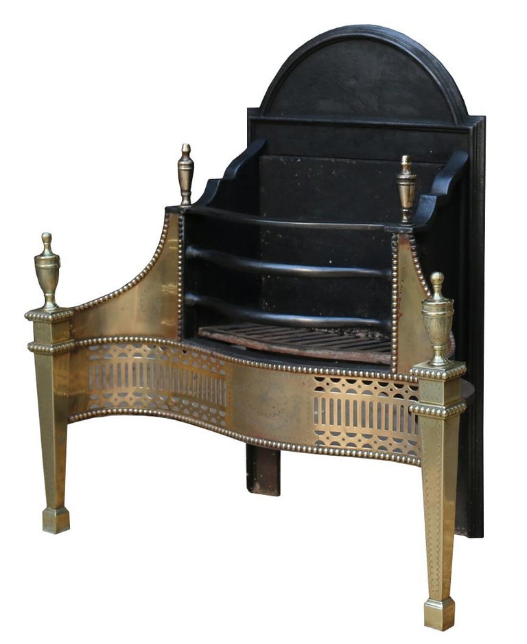 Antique George III Style Brass and Steel Fire Basket For Sale at 1stDibs