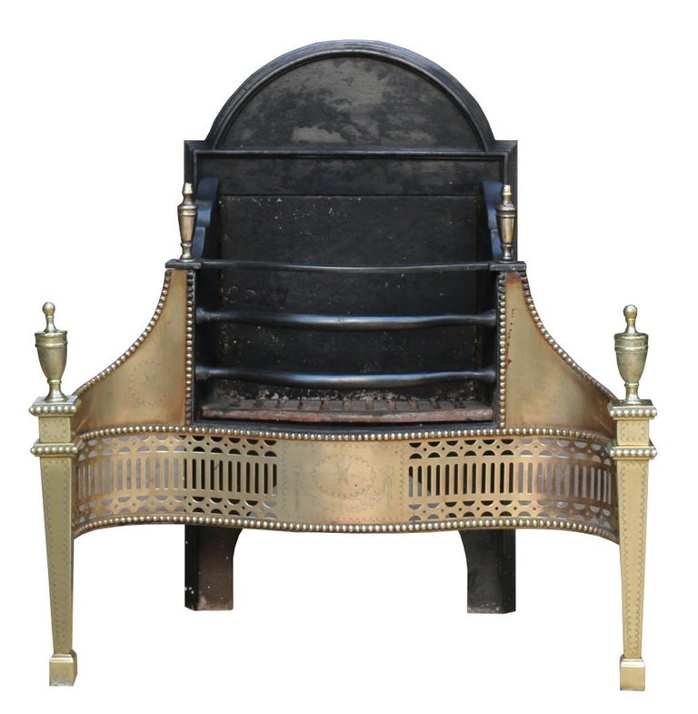 Antique George III Style Brass and Steel Fire Basket For Sale at 1stDibs