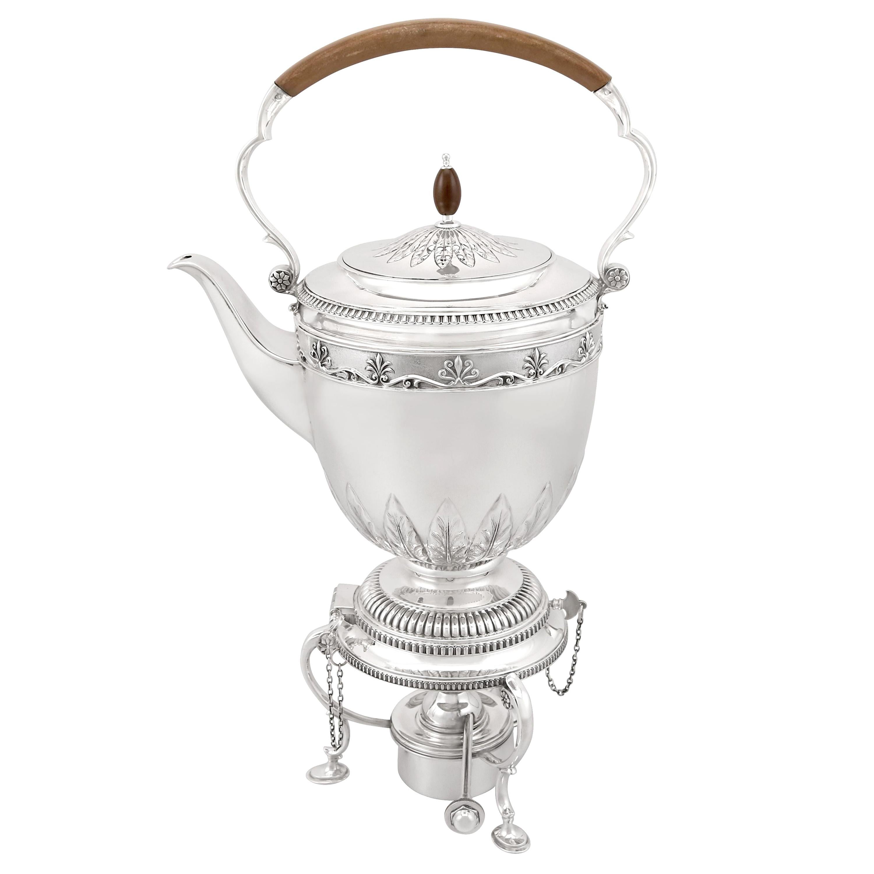 Antique Victorian Sterling Silver Kettle on Stand For Sale at 1stDibs