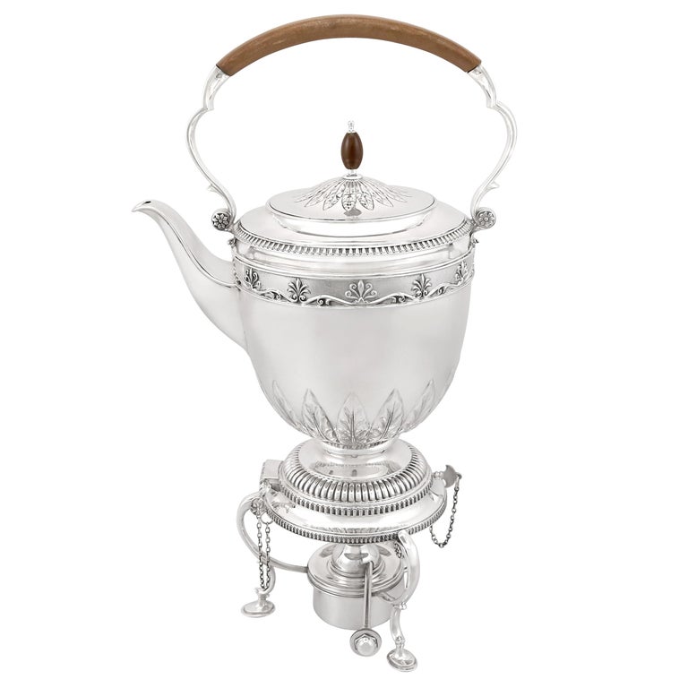 Antique 1930s Sterling Silver Spirit Kettle For Sale at 1stDibs