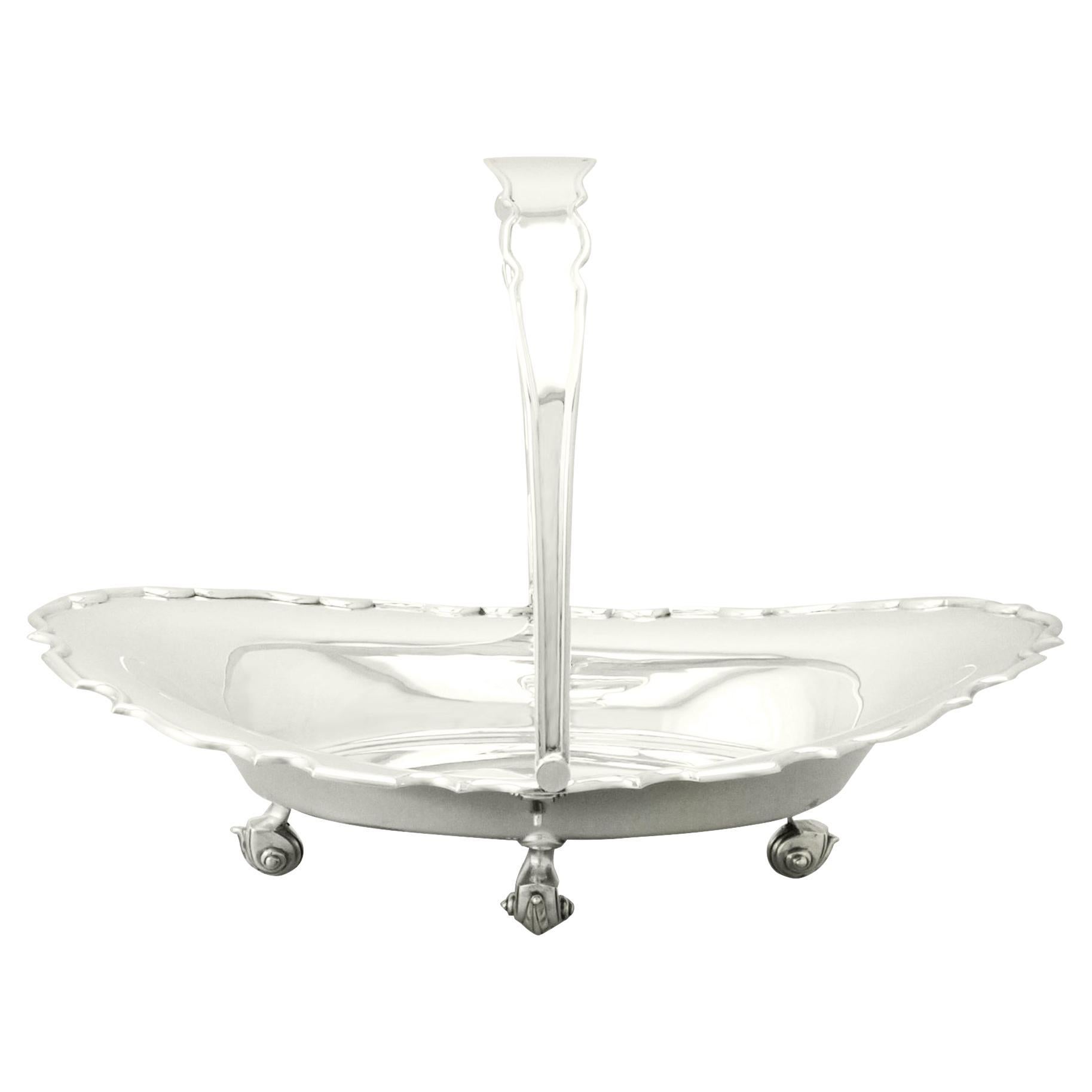 Antique English Sterling Silver Cake Basket For Sale at 1stDibs