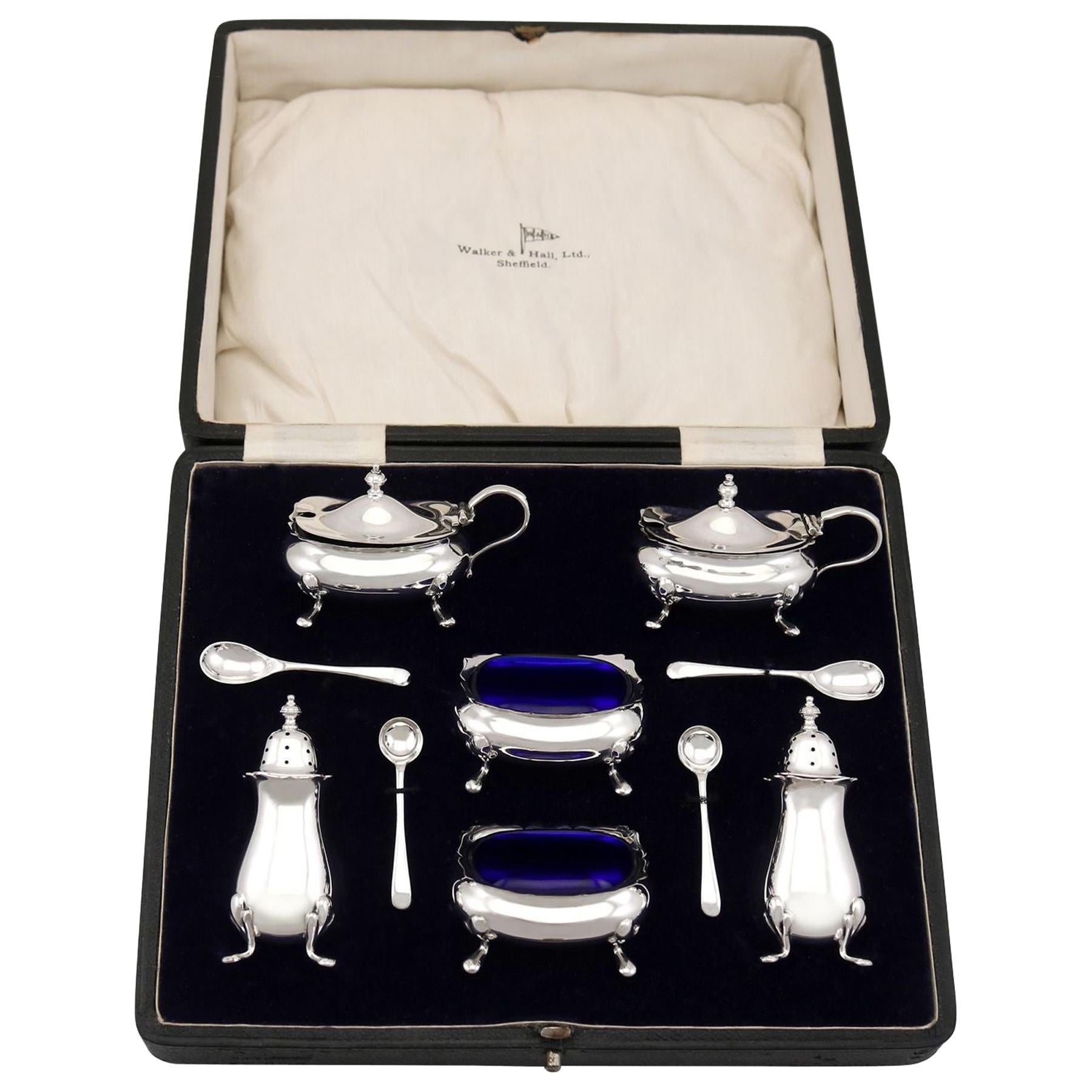 1819 Imposing French Sterling Silver Baccarat Crystal Bottles Condiment ...