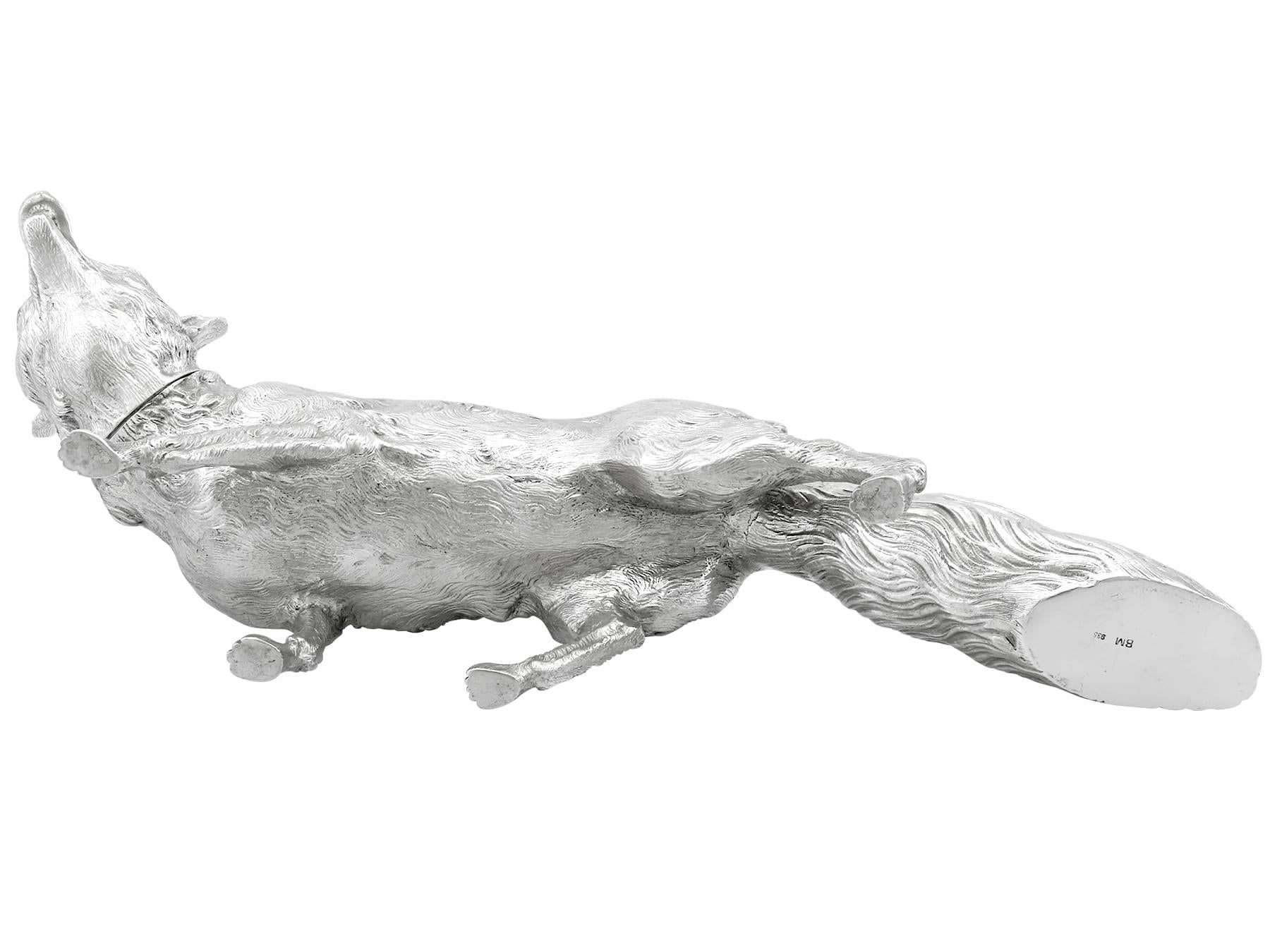 Antique George V Sterling Silver Fox Sugar Box For Sale at 1stDibs