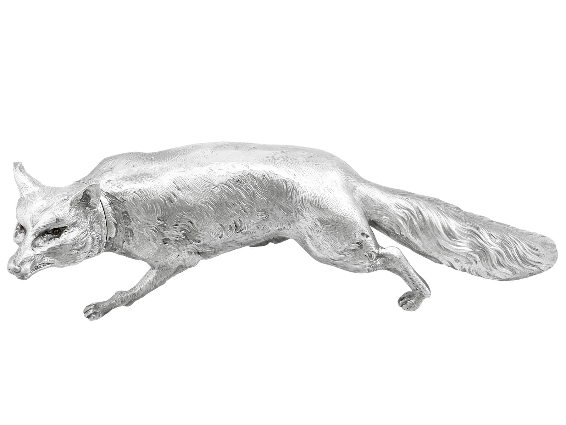 Antique George V Sterling Silver Fox Sugar Box For Sale at 1stDibs