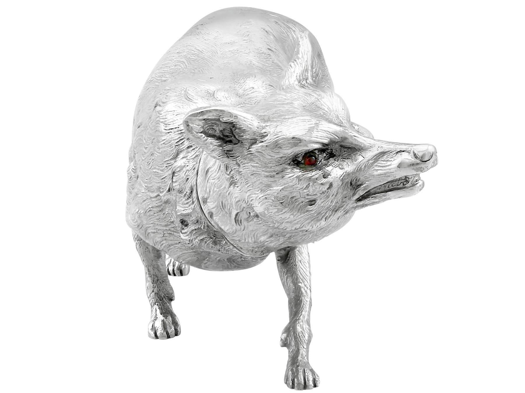 Antique George V Sterling Silver Fox Sugar Box For Sale at 1stDibs