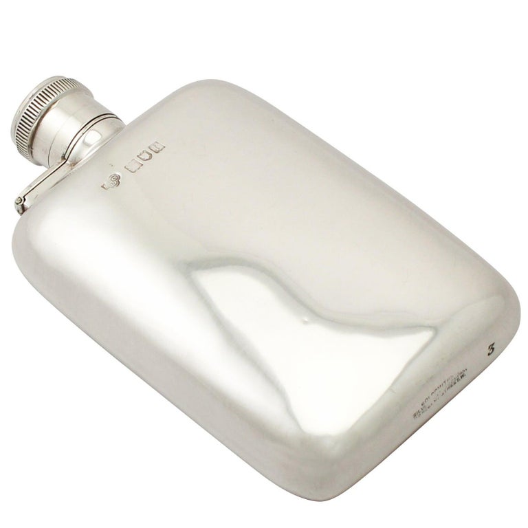 Antique George V Sterling Silver Hip Flask at 1stDibs