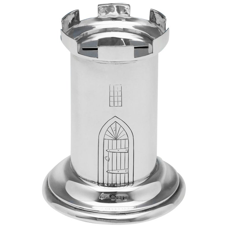Antique George V Sterling Silver Novelty 'Castle Turret' Money Box Made ...