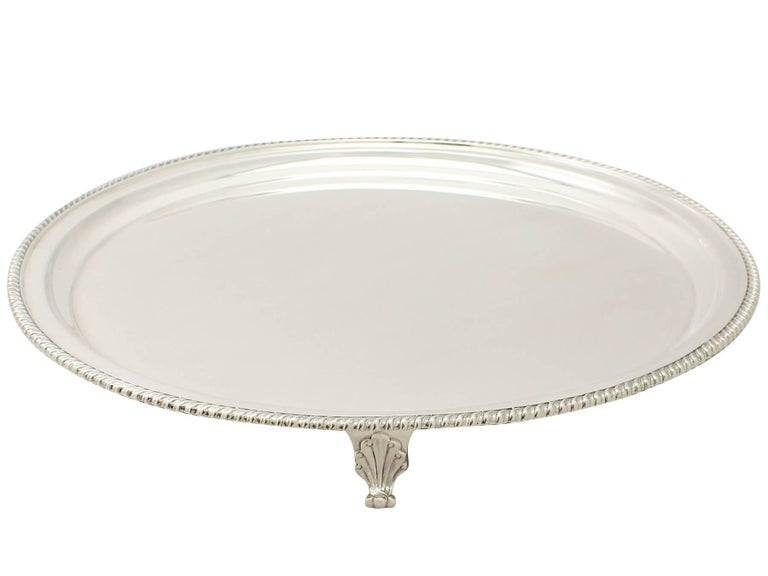 Antique English Sterling Silver Presentation Salver For Sale at 1stDibs