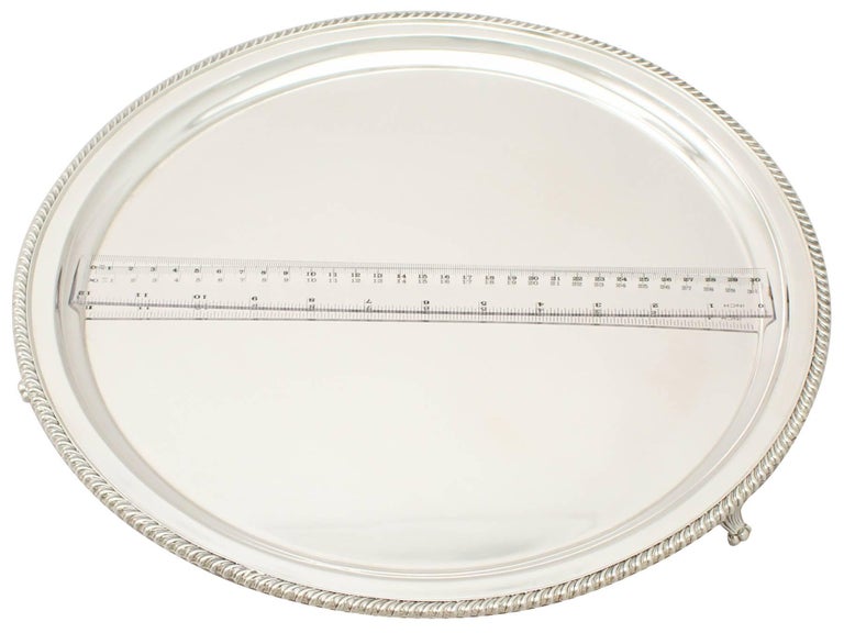 Antique English Sterling Silver Presentation Salver For Sale at 1stDibs
