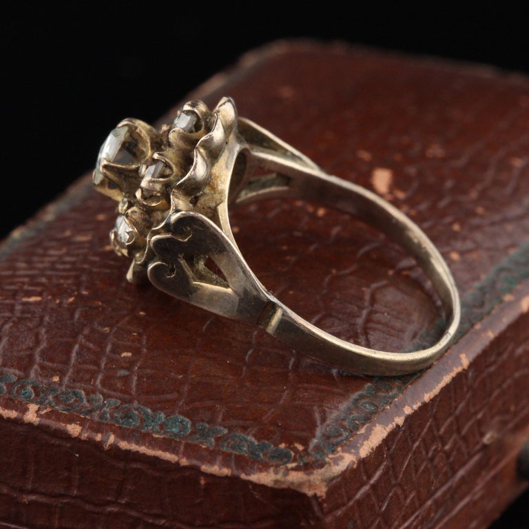 Antique Georgian 10 Karat Yellow and Rose Cut Diamond Cluster Ring at ...