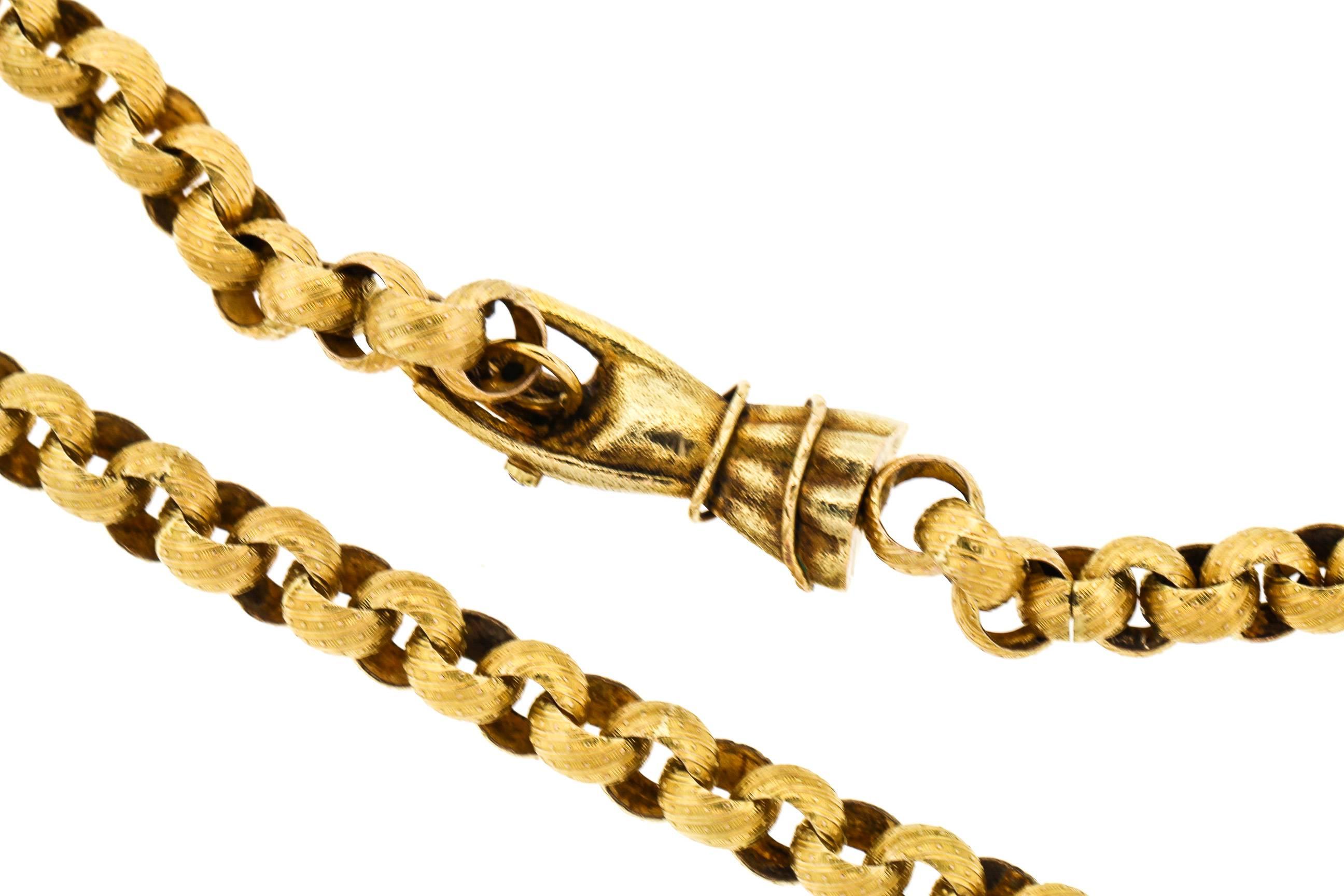 Antique Georgian 14 Karat Gold Long Muff Chain Necklace at 1stDibs ...