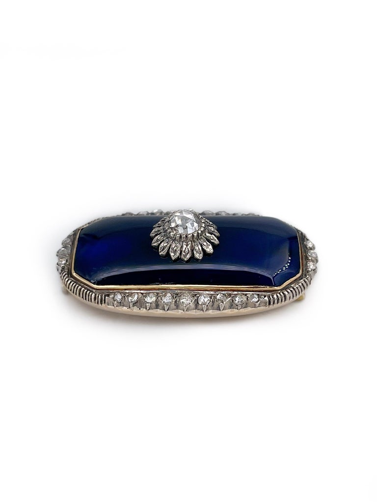 Antique Georgian 14 Karat Gold Rose Cut Diamond Bristol Blue Glass ...