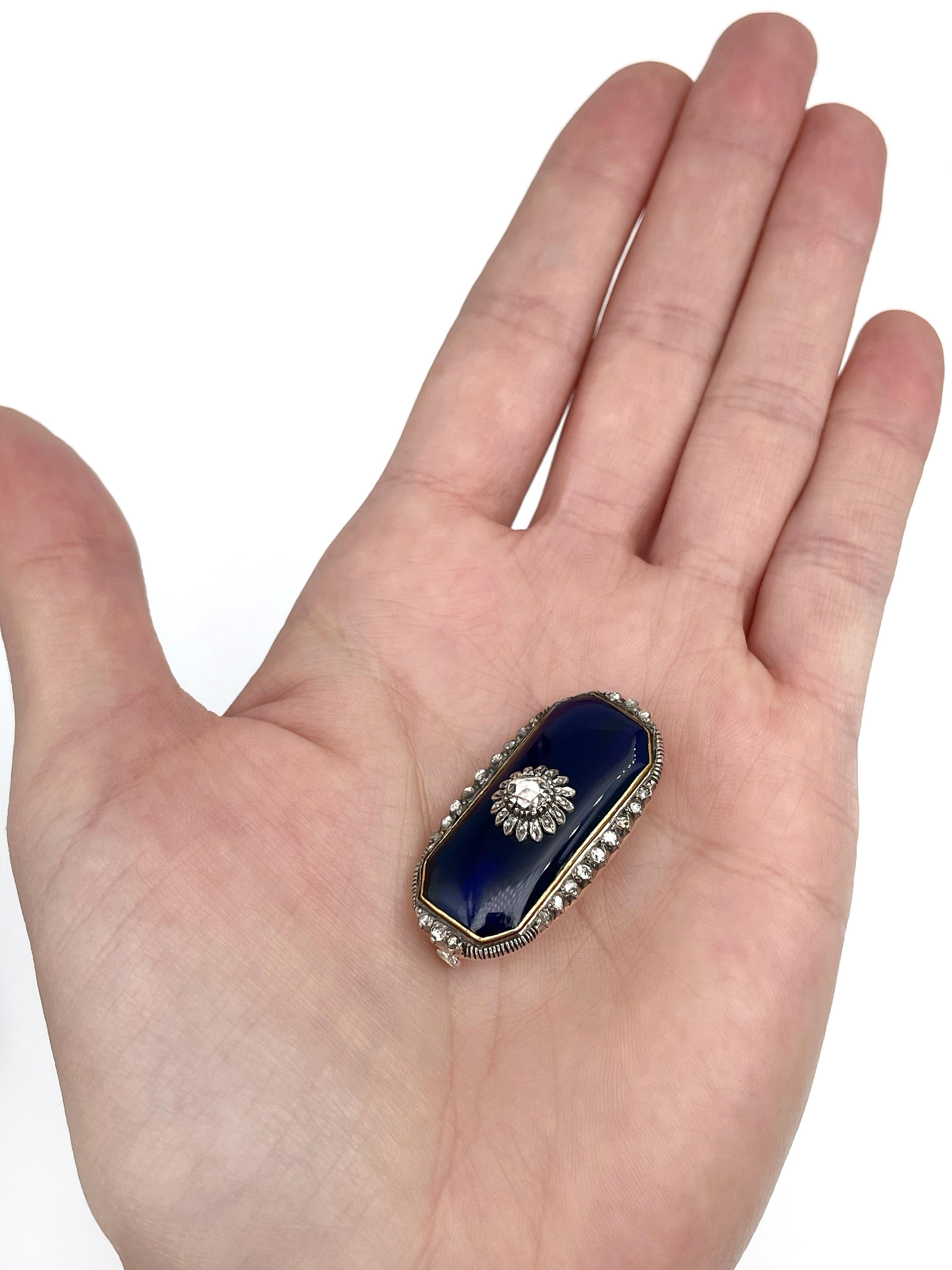 Antique Georgian 14 Karat Gold Rose Cut Diamond Bristol Blue Glass ...