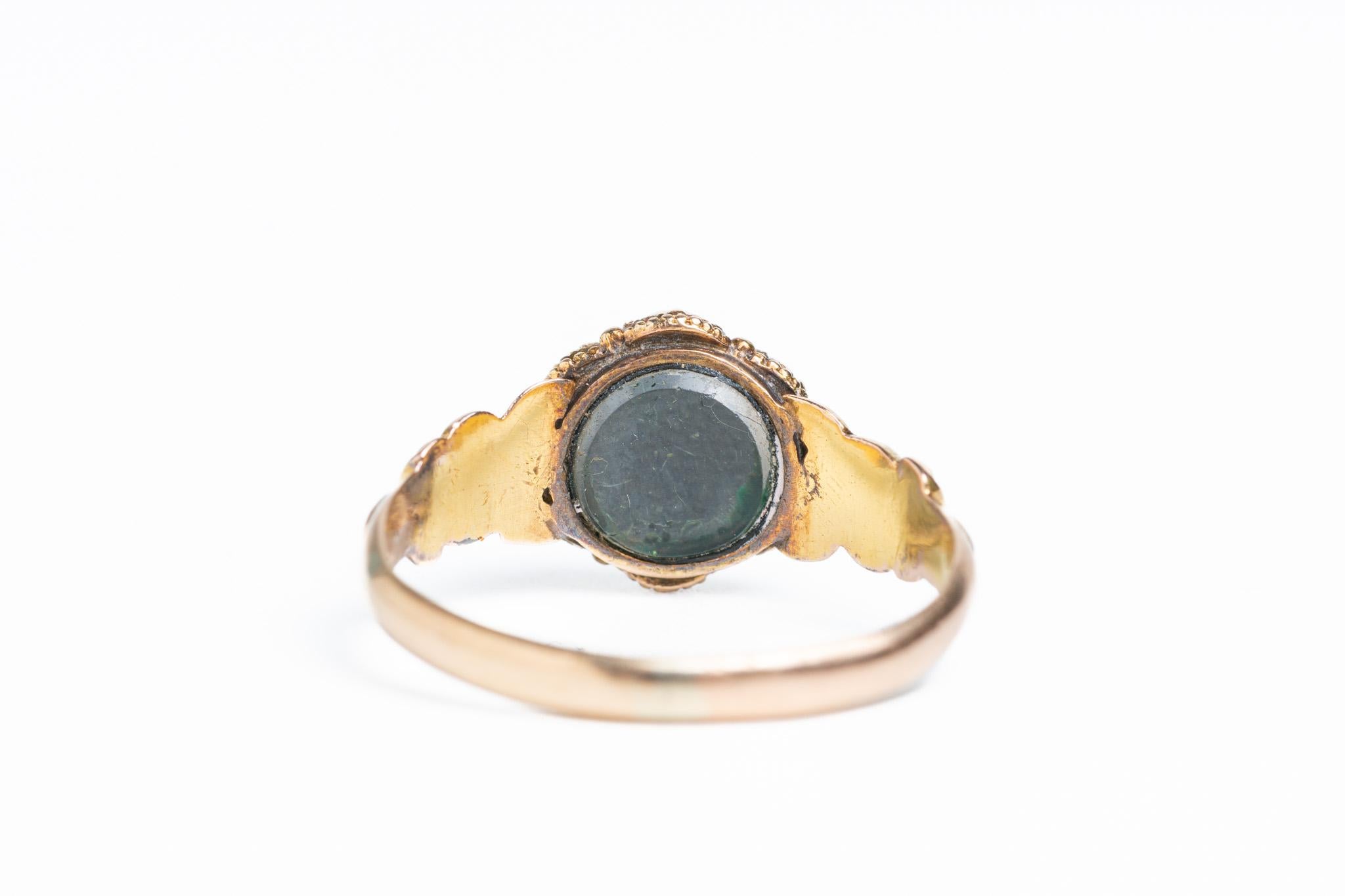 Antique Georgian 15ct Gold Pearl and Emerald Cluster Ring For Sale at ...