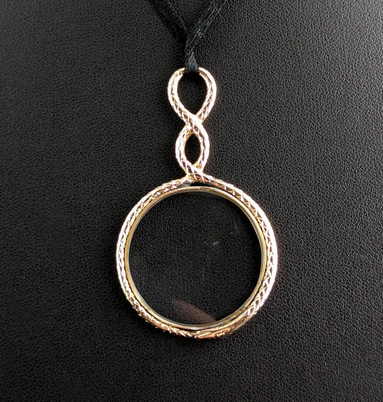 Antique Georgian 15k Gold Ouroboros Quizzing Glass Pendant, Snake For ...