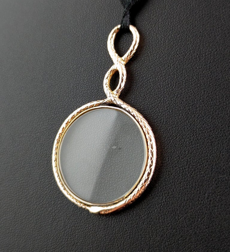 Antique Georgian 15k Gold Ouroboros Quizzing Glass Pendant, Snake For ...
