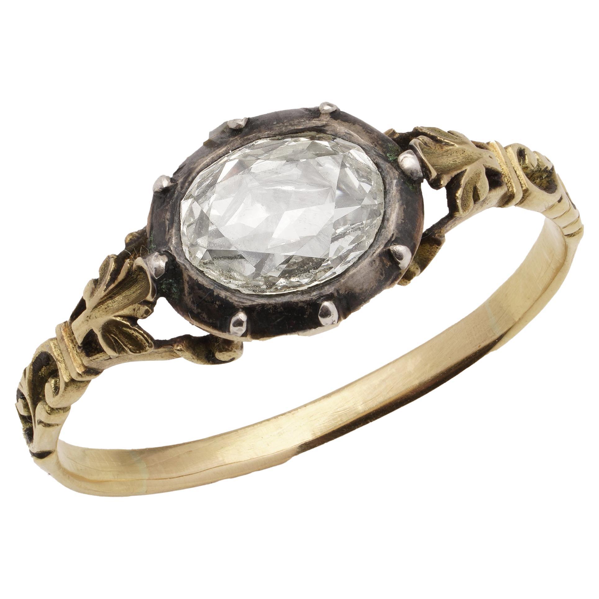 Antique Georgian 17kt. yellow gold and silver old - cut diamond band ...