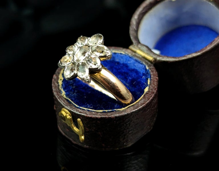 Antique Georgian Black Dot Paste Cluster Ring, Silver and 9k Gold For ...