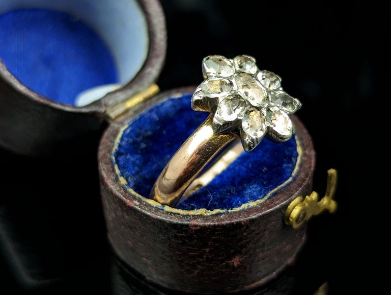 Antique Georgian Black Dot Paste Cluster Ring, Silver and 9k Gold For ...
