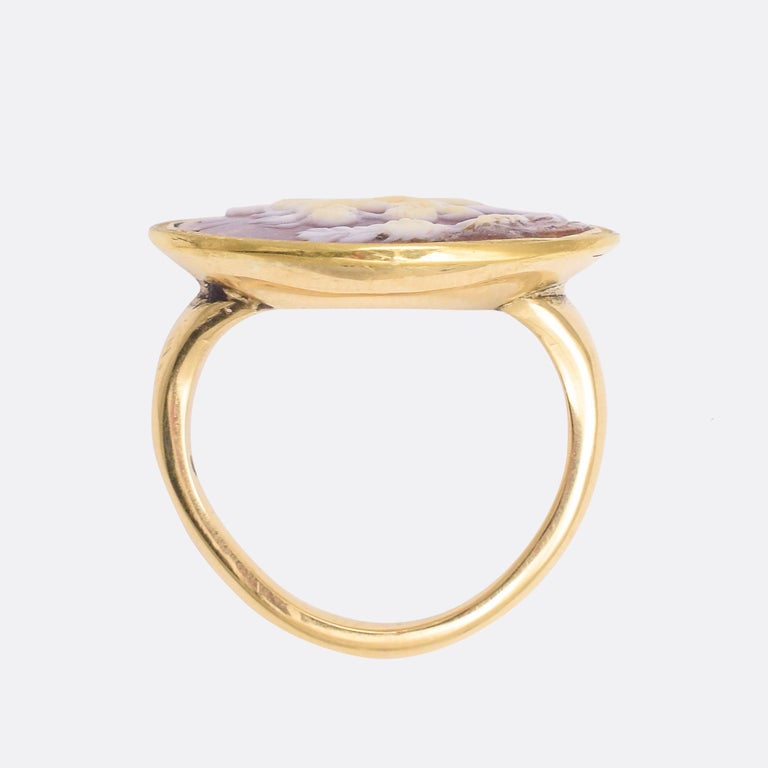 Antique Georgian "Cherubs At Play" Shell Cameo Ring at 1stDibs