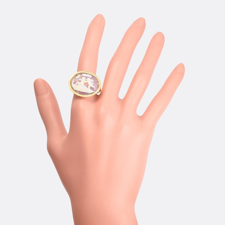 Antique Georgian "Cherubs At Play" Shell Cameo Ring at 1stDibs