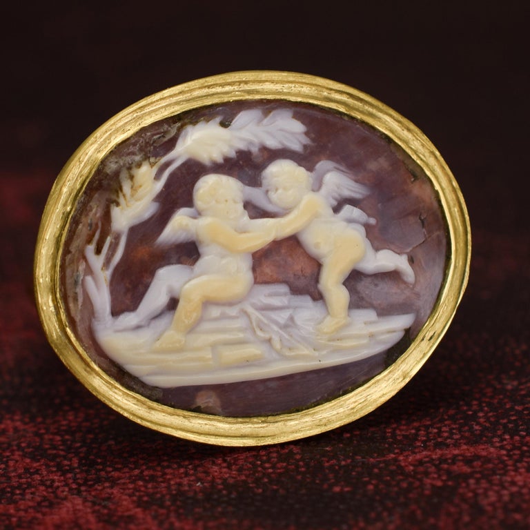 Antique Georgian "Cherubs At Play" Shell Cameo Ring at 1stDibs