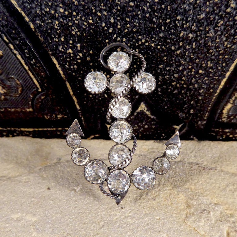 Antique Georgian Closed Back Paste Set Anchor with Rope Detailing For ...