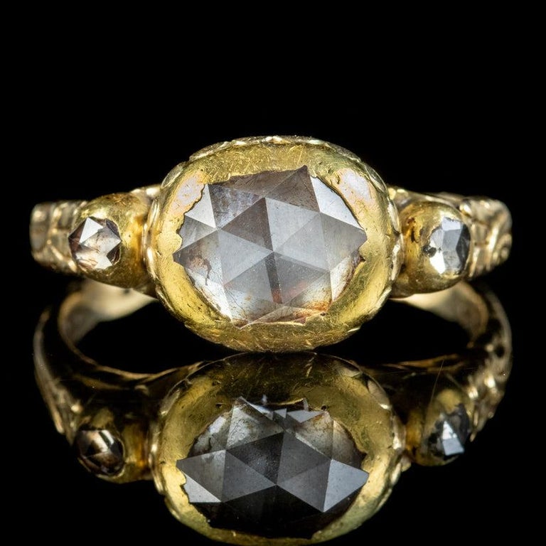 Antique Georgian Diamond Trilogy Ring in 1.80 Carat Rose Cut, circa ...