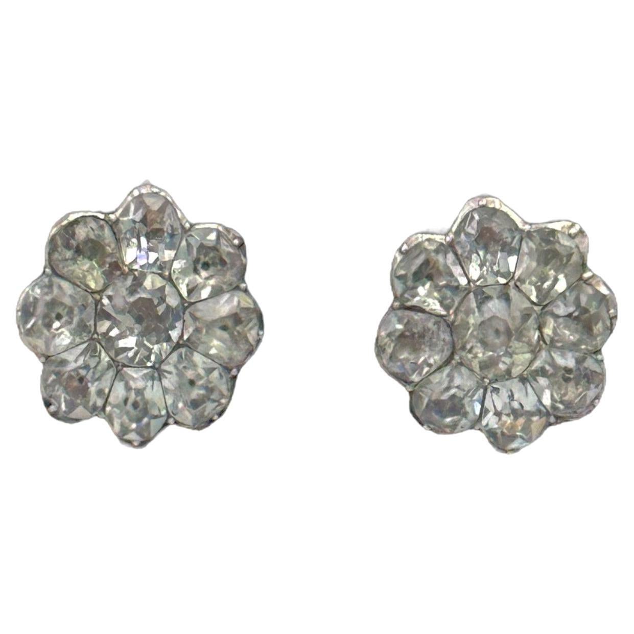 Antique Georgian Paste Earrings 18 Carat Silver, circa 1800 For Sale at ...