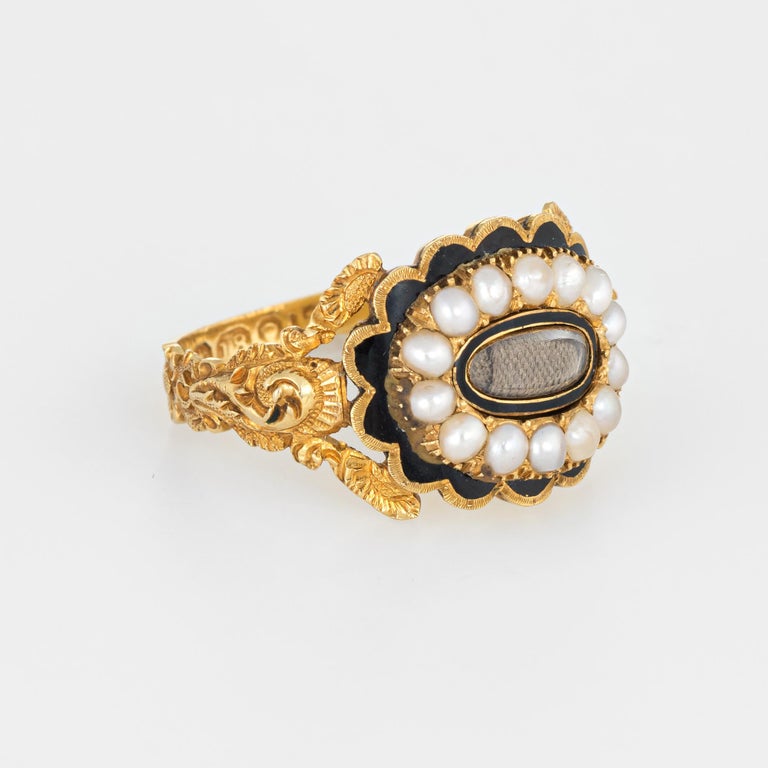 Antique Georgian Era Ring circa 1825 18 Karat Yellow Gold Memorial Hair ...