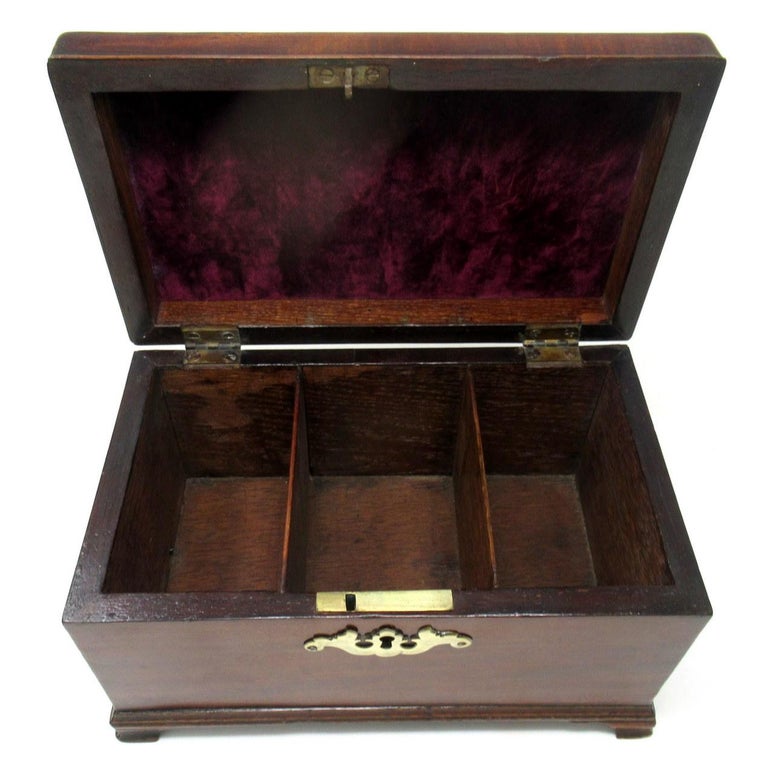 Antique Georgian Flame Mahogany English Double Tea Caddy Box Late 18th ...