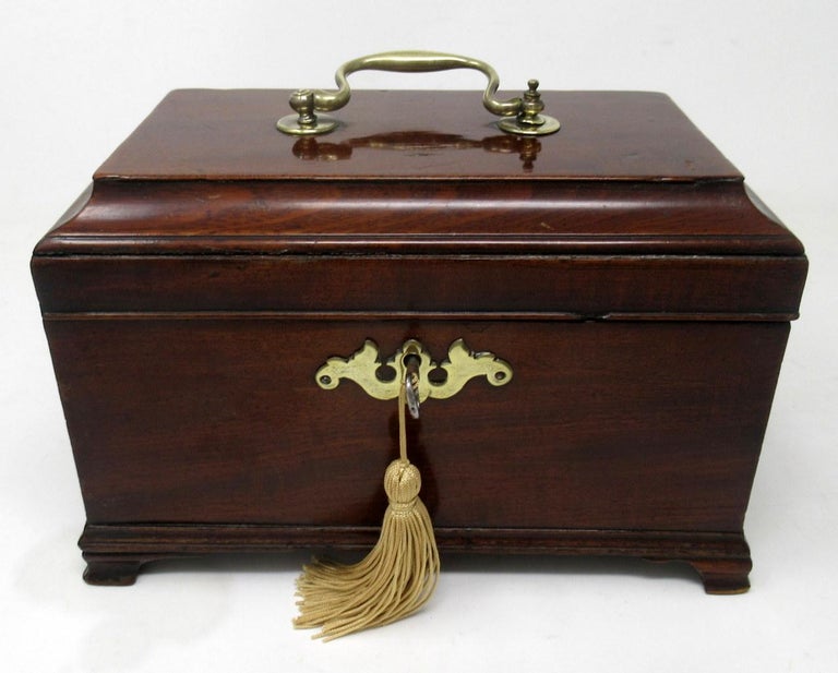 Antique Georgian Flame Mahogany English Double Tea Caddy Box Late 18th ...