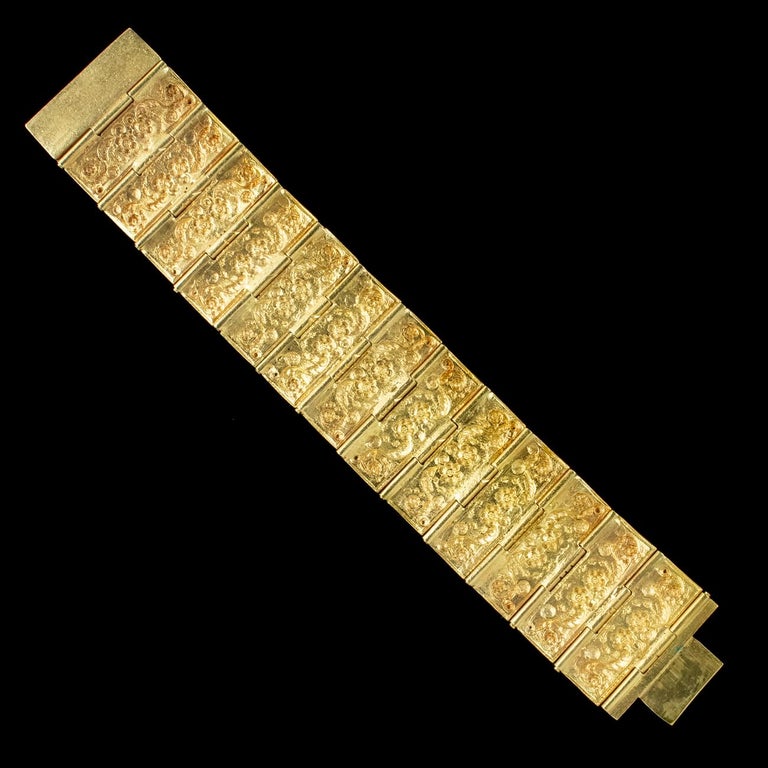Antique Georgian Floral Cuff Bracelet Pinchbeck 18ct Gold Gilt For Sale ...
