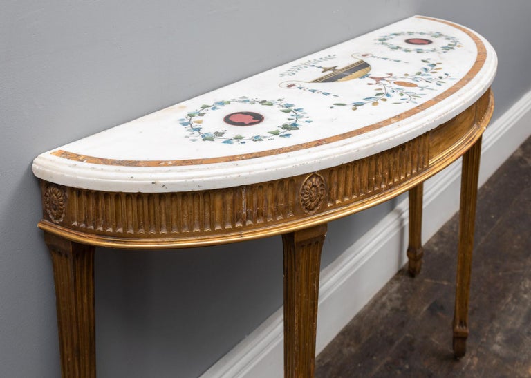 Antique Georgian Inlaid Gilt-Wood Table in the Manner of Pietro Bossi ...