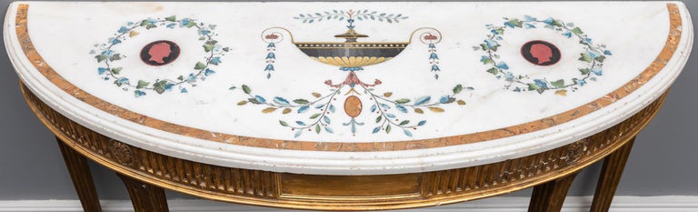 Antique Georgian Inlaid Gilt-Wood Table in the Manner of Pietro Bossi ...