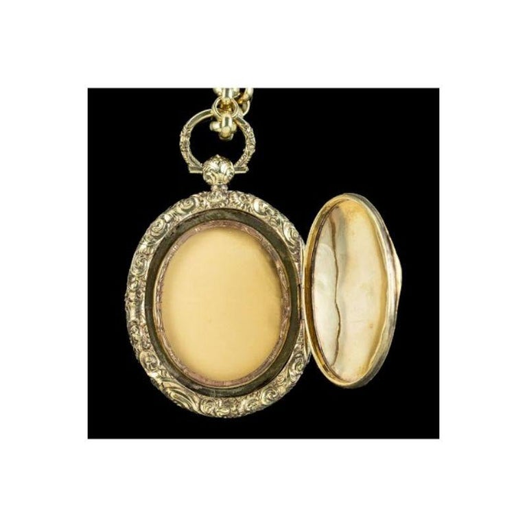 Antique Georgian Locket and Chain Silver in 18 Carat Gold Gilt, circa ...