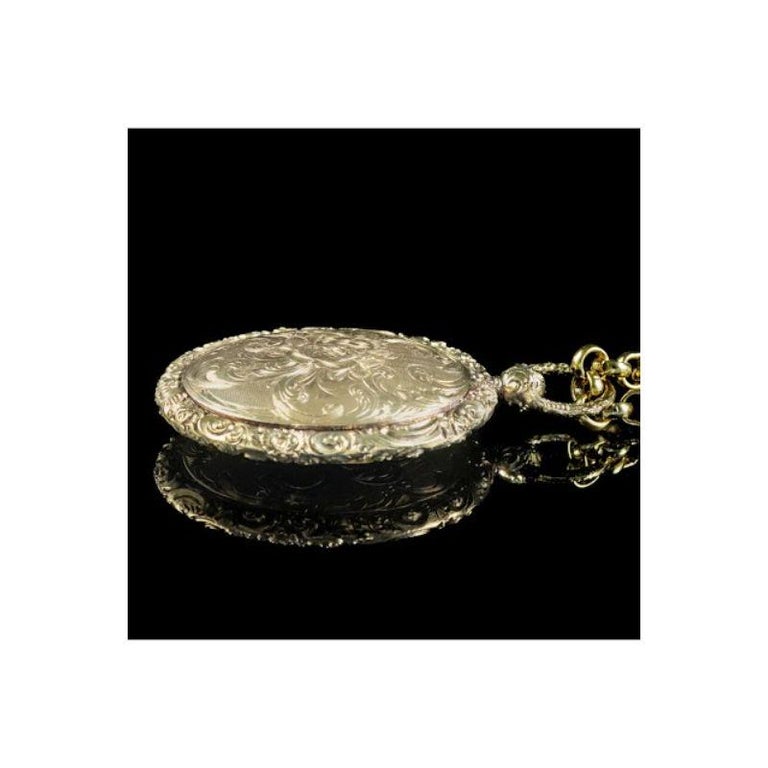 Antique Georgian Locket and Chain Silver in 18 Carat Gold Gilt, circa ...