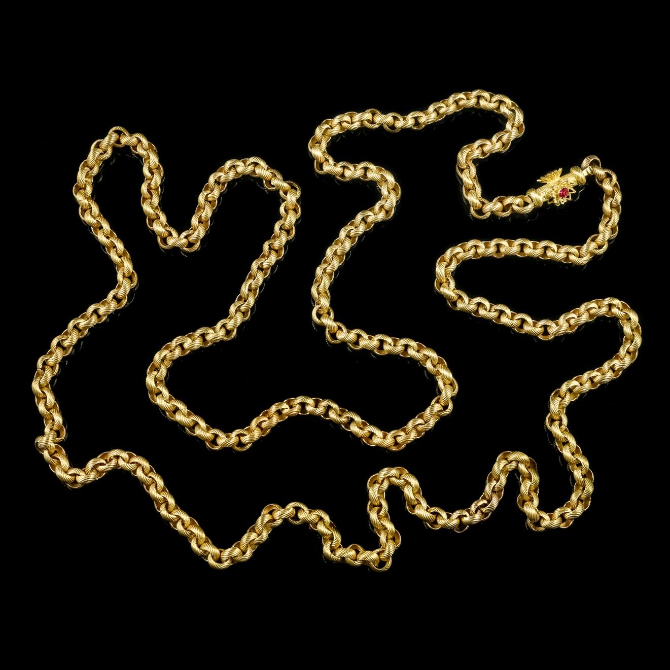 Antique Georgian Long Guard Chain 18 Carat Gold on Silver, circa 1800 ...