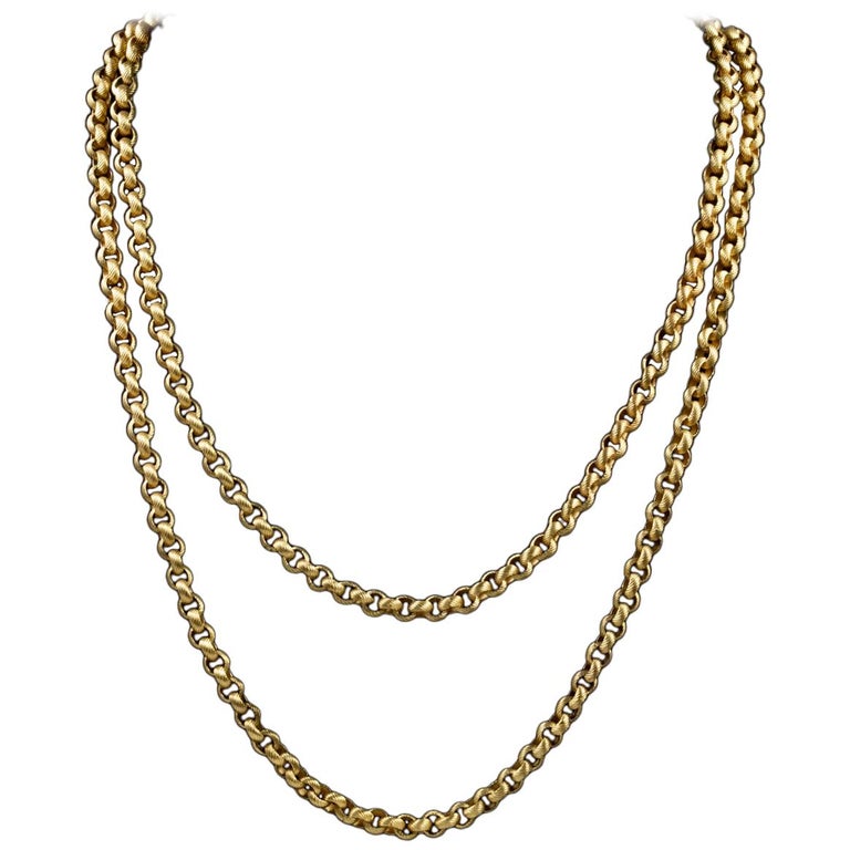 Antique Georgian Long Guard Chain 18 Carat Gold on Silver, circa 1800 ...