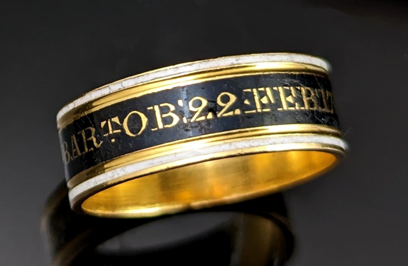 Antique Georgian Mourning Band Ring, 22k Gold, Enamel, 18th Century at ...
