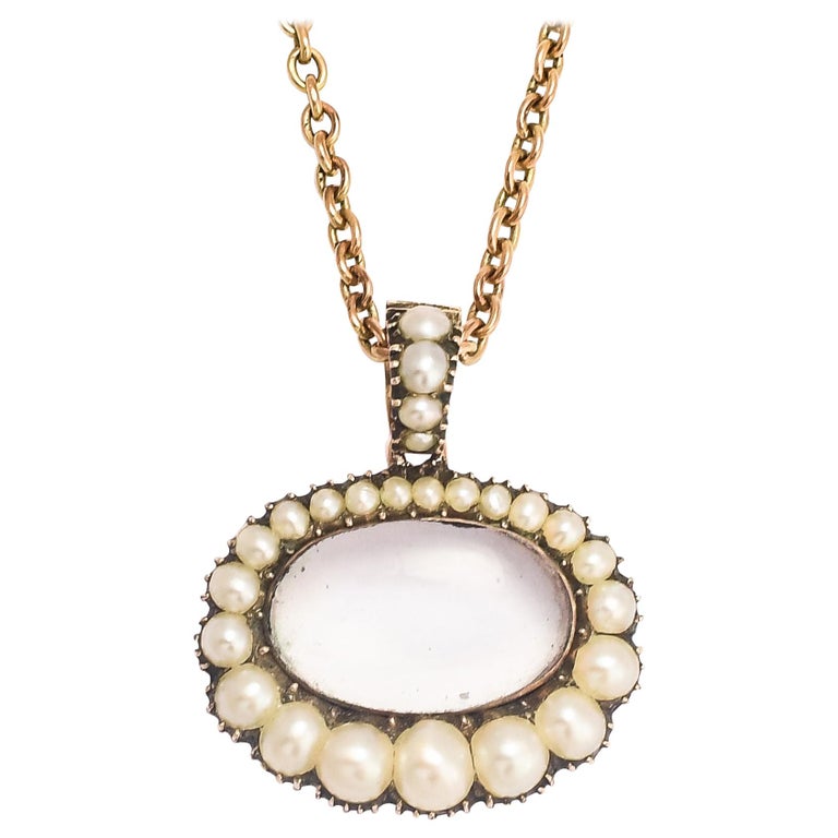 Antique Georgian Pearl Rock Crystal Locket at 1stDibs