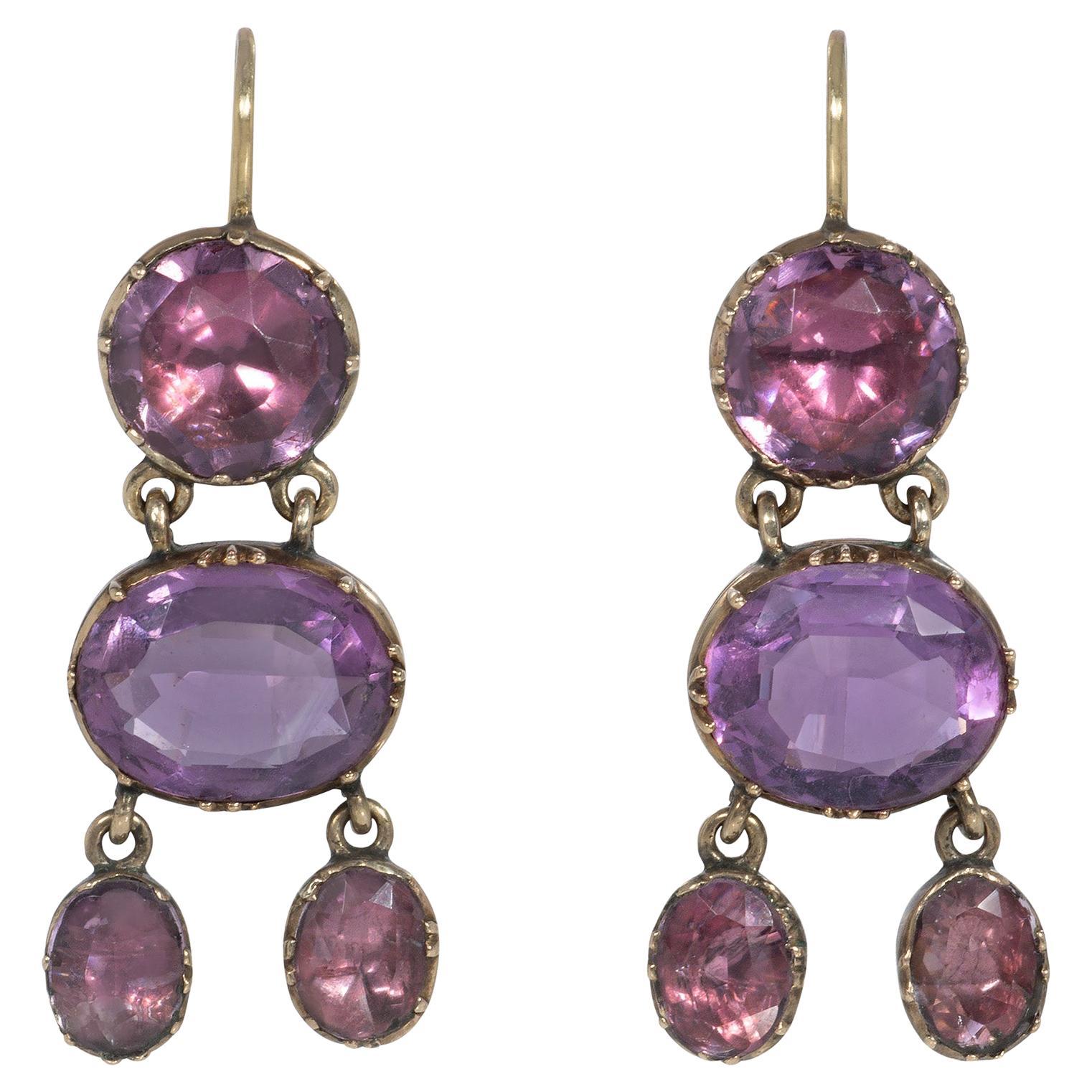 Foiled Pink Paste Georgian Earrings at 1stDibs