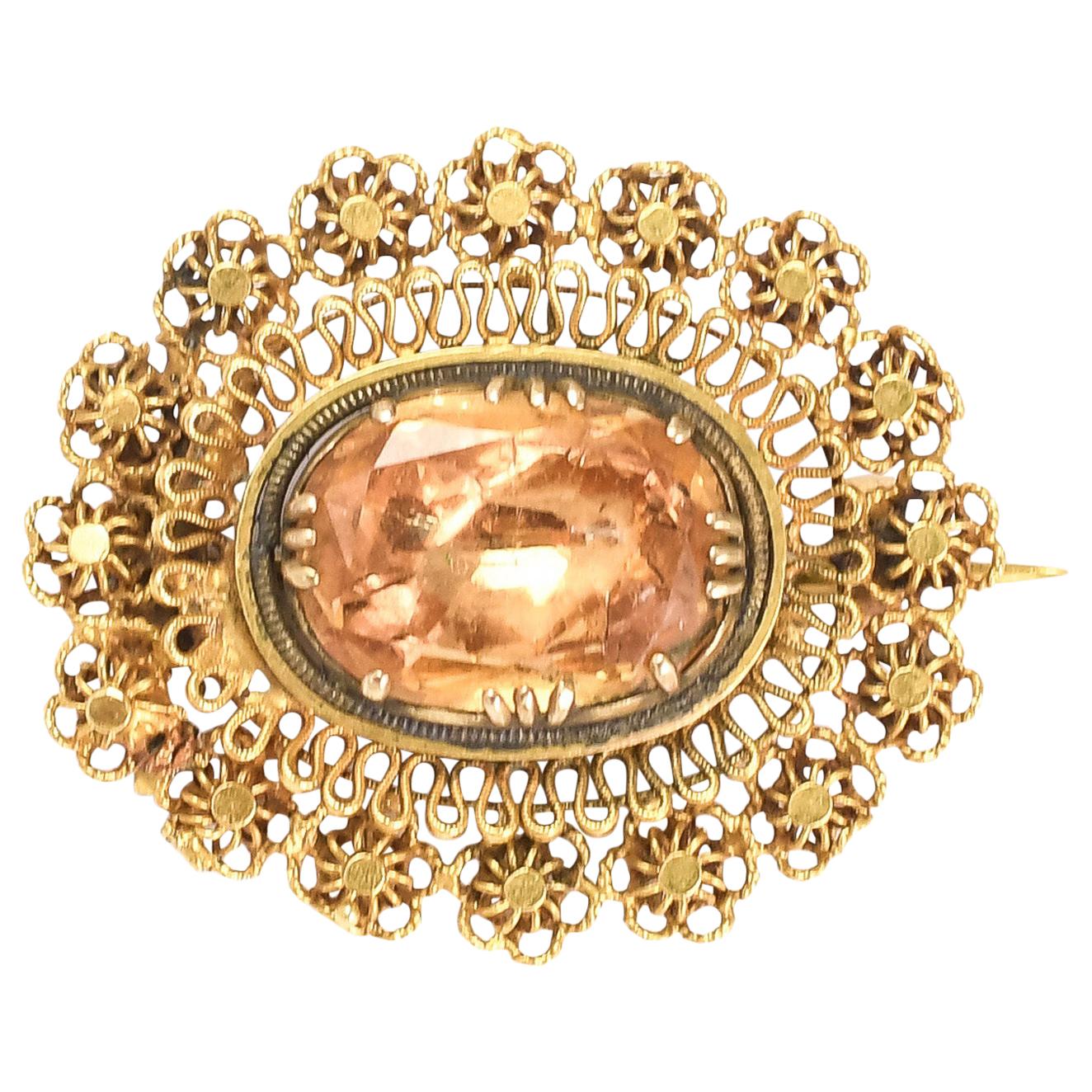 Antique Georgian Recency Imperial Topaz Brooch at 1stDibs